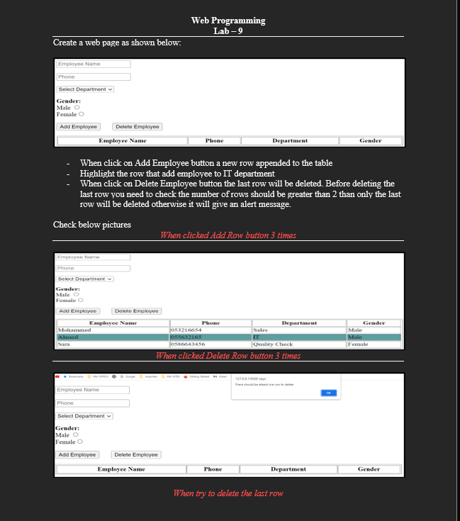 Solved Web Programming Lab-9 Create a web page as shown | Chegg.com