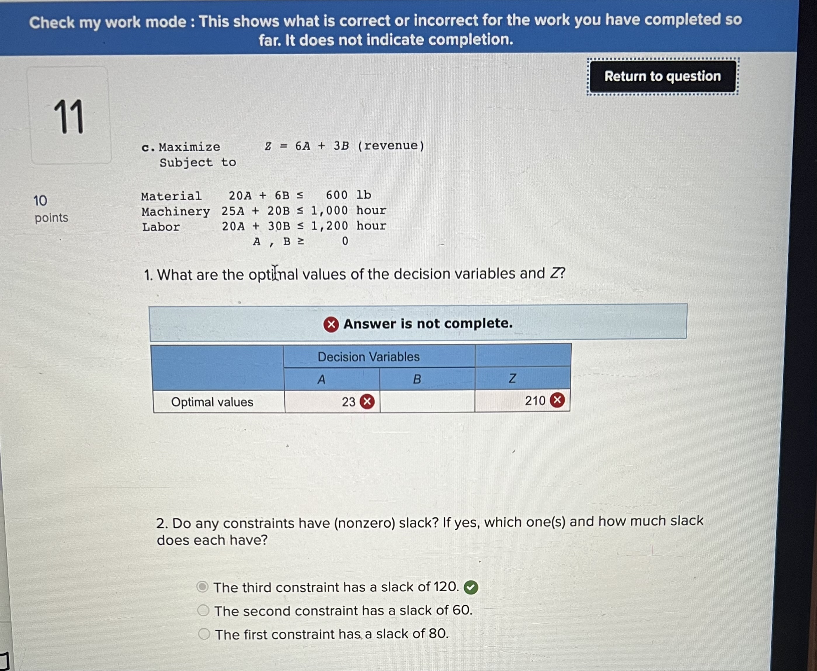 Solved Check my work mode : This shows what is correct or | Chegg.com