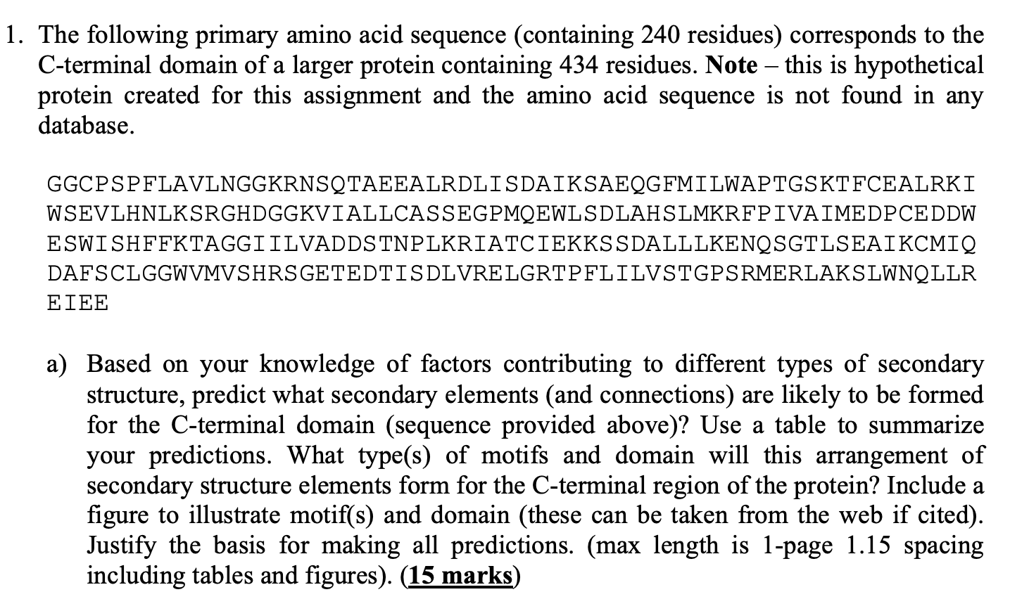 Solved 1. ﻿The following primary amino acid sequence | Chegg.com