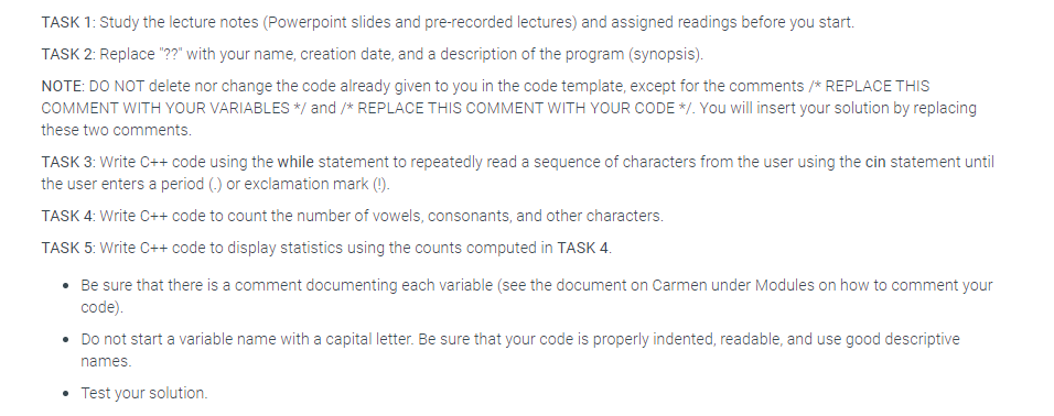 Solved IN C++ You are NOT reading your input into a | Chegg.com