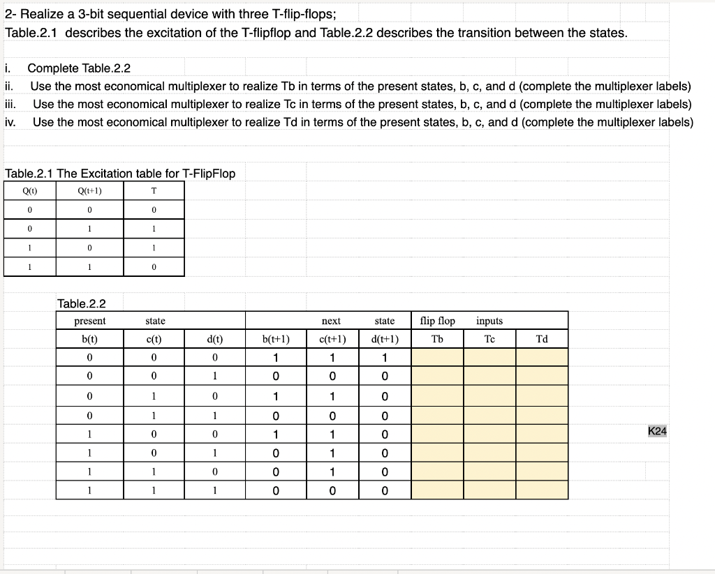 Solved 2- Realize a 3-bit sequential device with three | Chegg.com