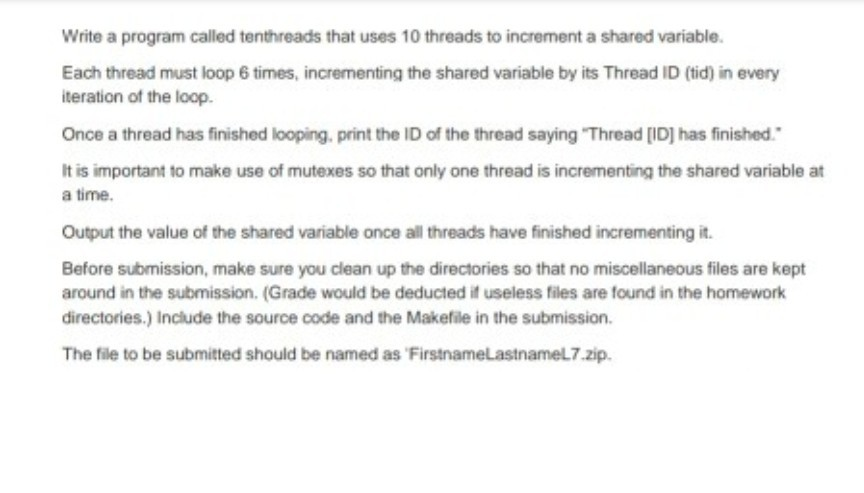 Solved Write a program called tenthreads that uses 10 | Chegg.com