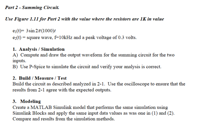 Solved Summing Point: Often in feedback circuits, various | Chegg.com