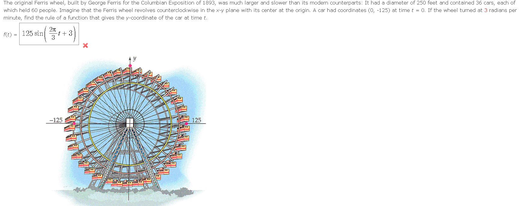 Solved The original Ferris wheel, built by George Ferris for | Chegg.com