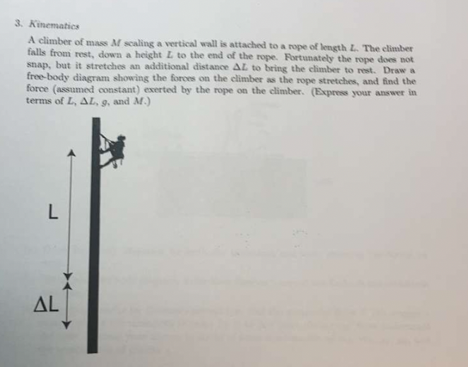 Solved 3. Kinematics A climber of mass M scaling a vertical | Chegg.com