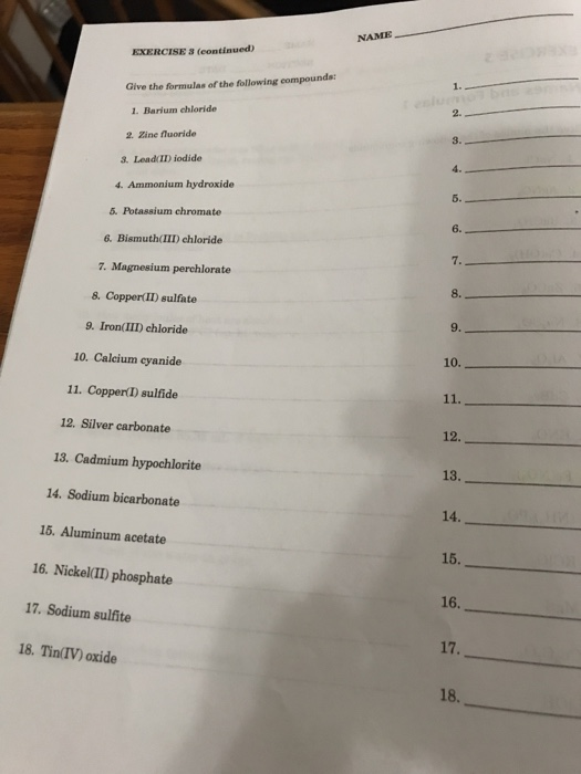 Solved NAME SECTIONDATE, INSTRUCTOR EXERCISE 3 Names and | Chegg.com