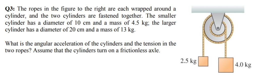 Solved to the right Q3: The ropes in the figure cylinder, | Chegg.com