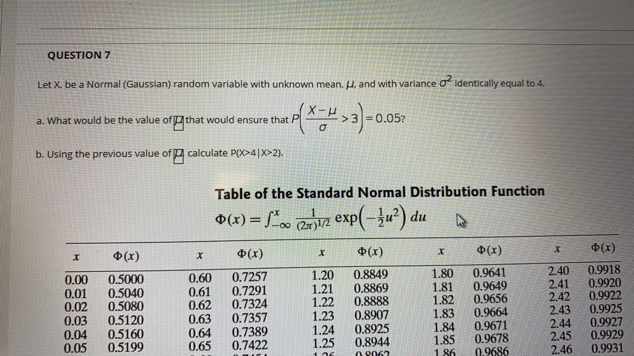 Solved QUESTION 7 Let X. be a Normal (Gaussian) random | Chegg.com