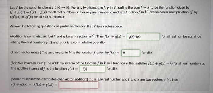 Solved Let V be the set of functionsf : R → R. For any two | Chegg.com