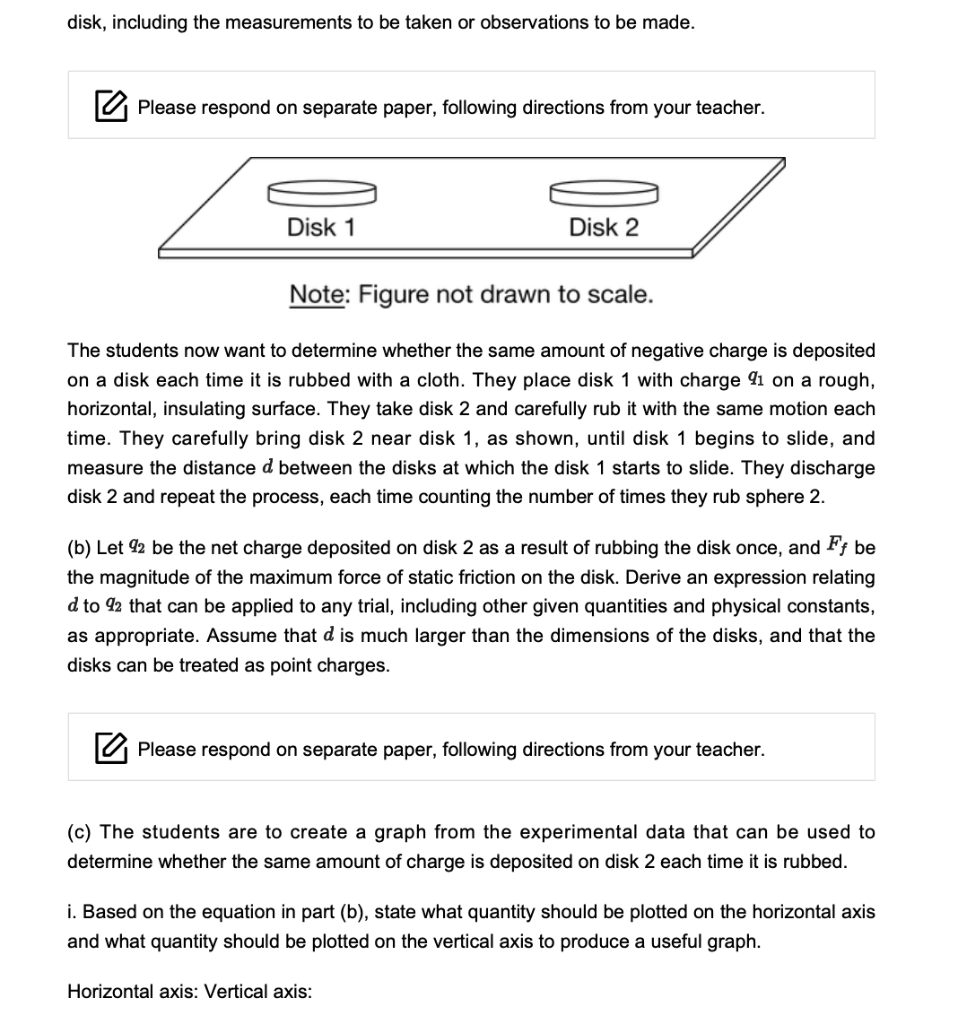 Solved Conducting Disk Insulating Rod Stand (12 points, | Chegg.com