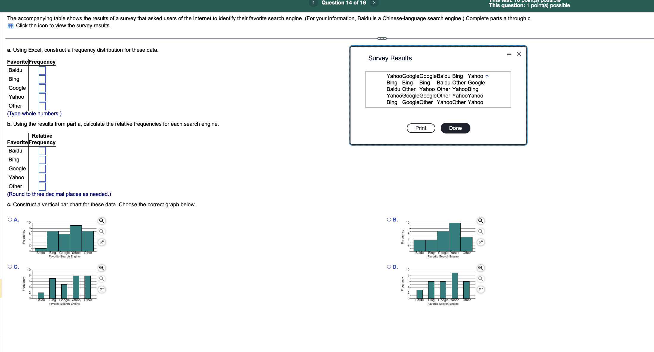 Solved a. Using Excel, construct a frequency distribution | Chegg.com