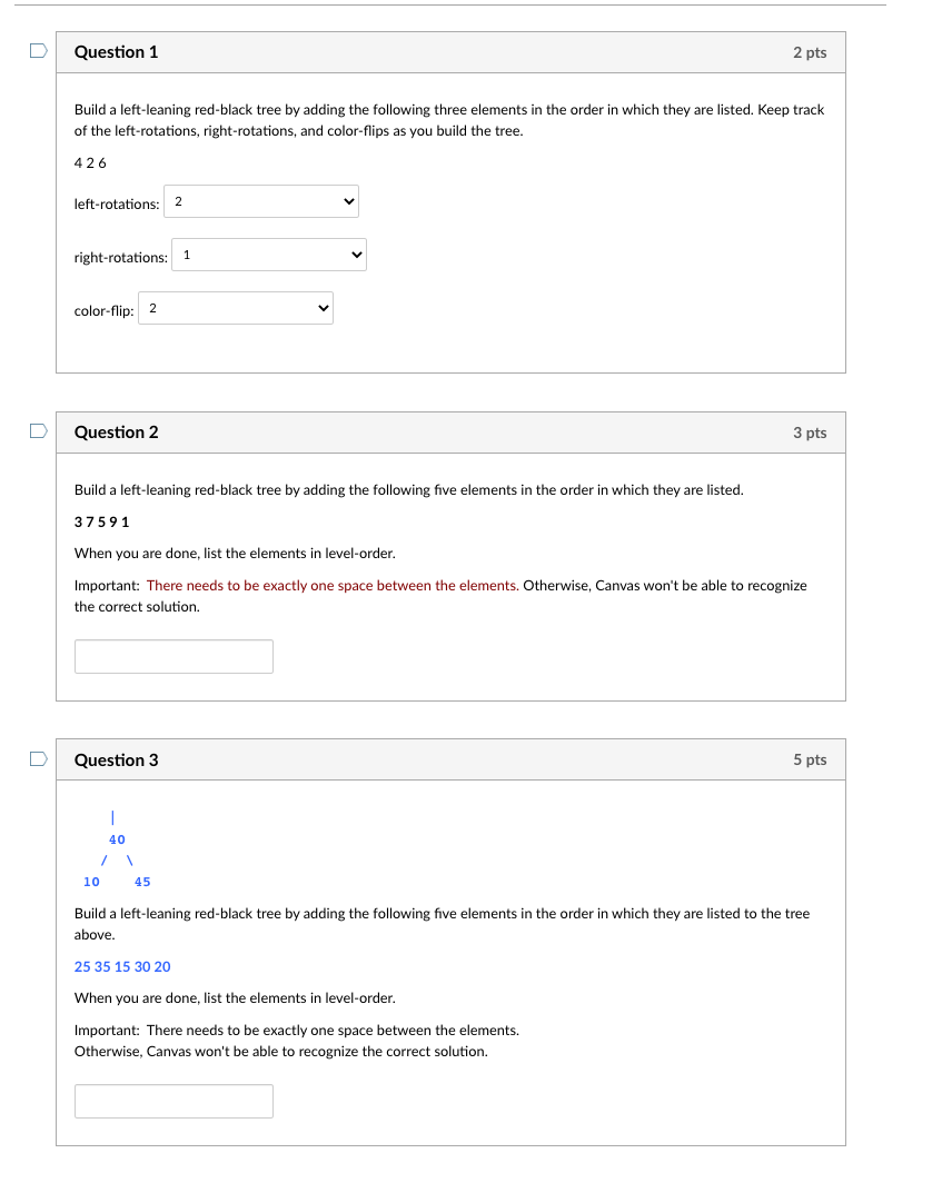 Solved Build a left-leaning red-black tree by adding the | Chegg.com