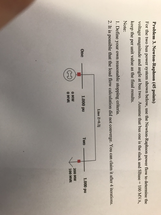 Solved For the two bus power system shown below, use the | Chegg.com