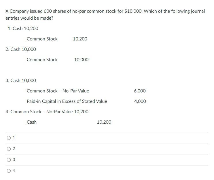 Solved X Company issued 600 shares of no-par common stock | Chegg.com