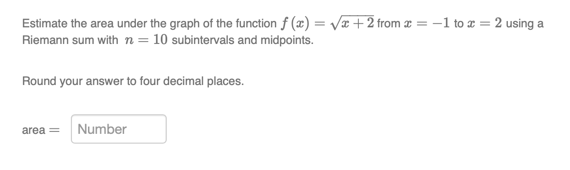 Solved Estimate the area under the graph of the function | Chegg.com