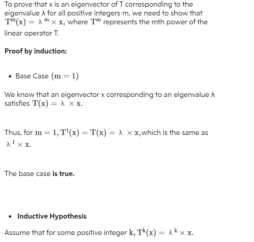 Solved To prove that x is an eigenvector of T corresponding | Chegg.com