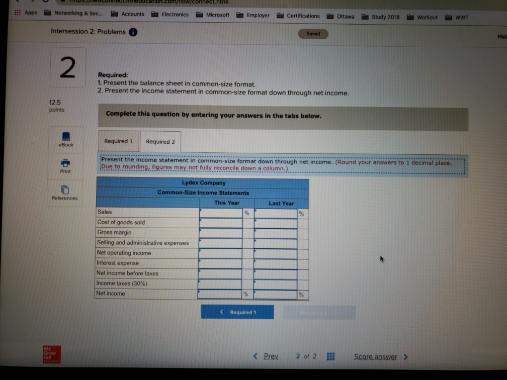 Solved 2 Problem 15-16 Common-Size Financial Statements | Chegg.com