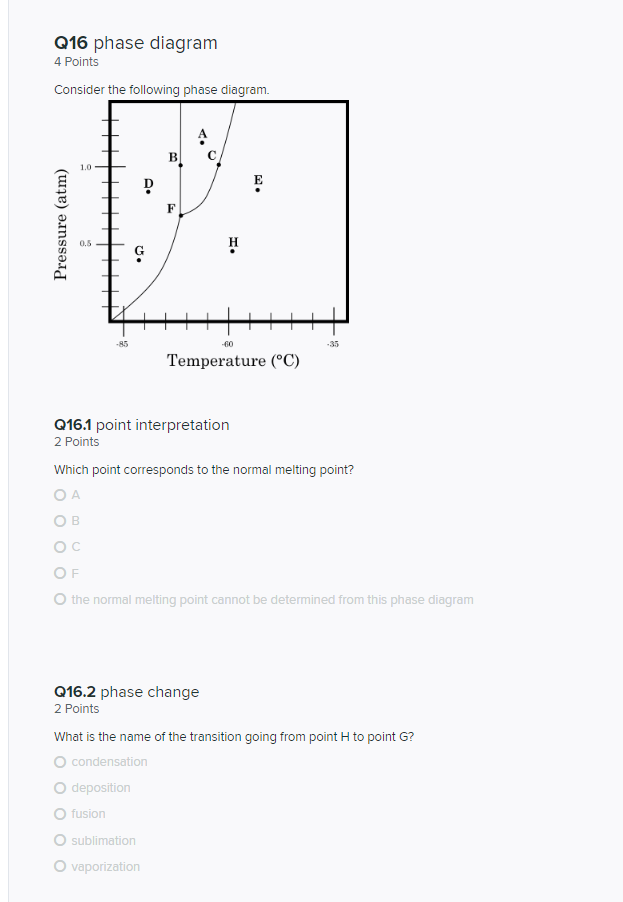Solved Q16 phase diagram 4 Points Consider the following | Chegg.com