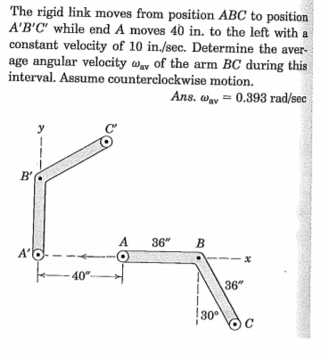Solved The rigid link moves from position ABC to position | Chegg.com