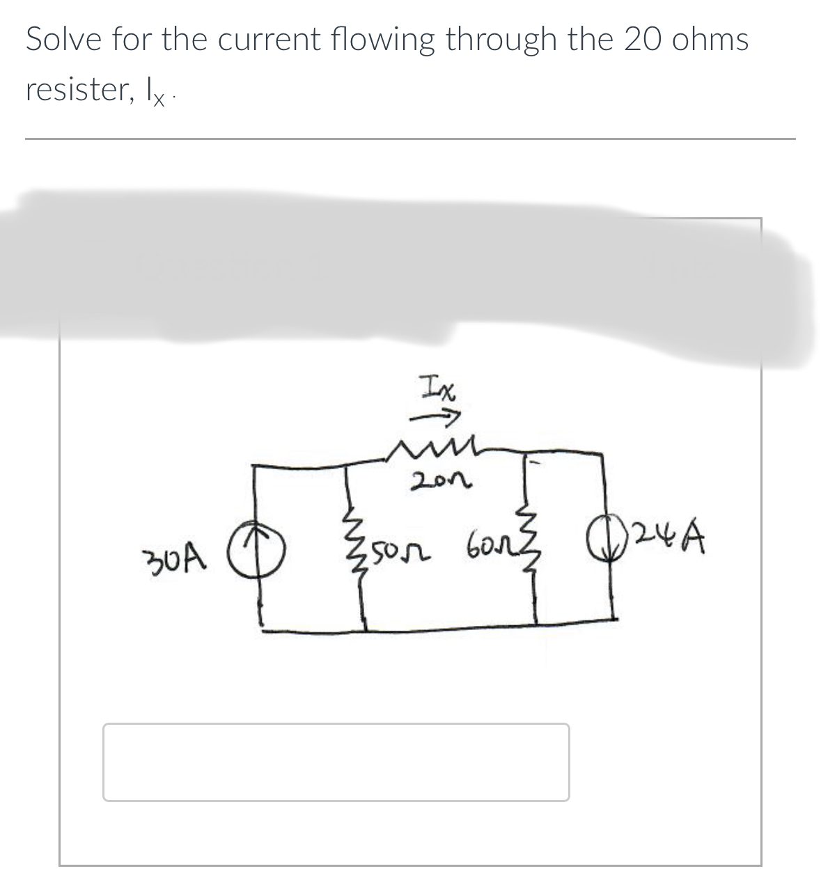 Solved Solve for the current flowing through the 20 ohms | Chegg.com