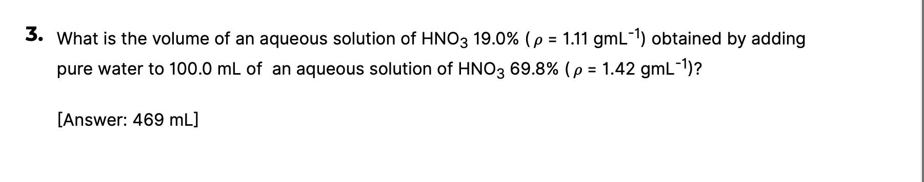 Solved 3. What is the volume of an aqueous solution of HNO3 | Chegg.com