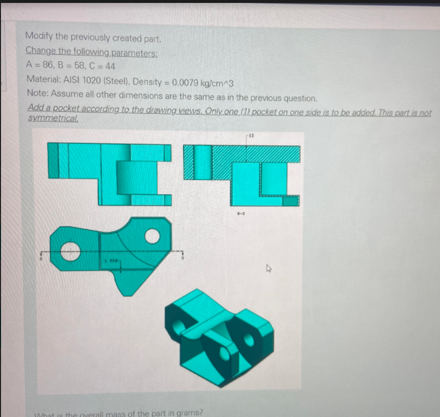 Solved Modify the previously created part. Change the | Chegg.com