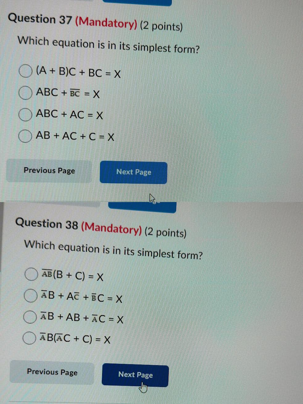 Question 37Which equation is in ﻿its simplest | Chegg.com