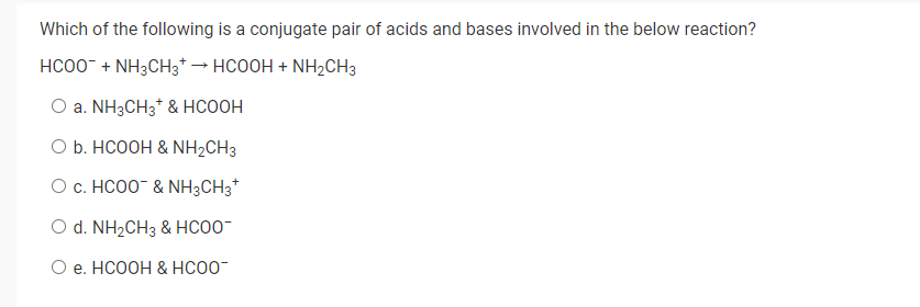 Solved Which of the following is a conjugate pair of acids | Chegg.com