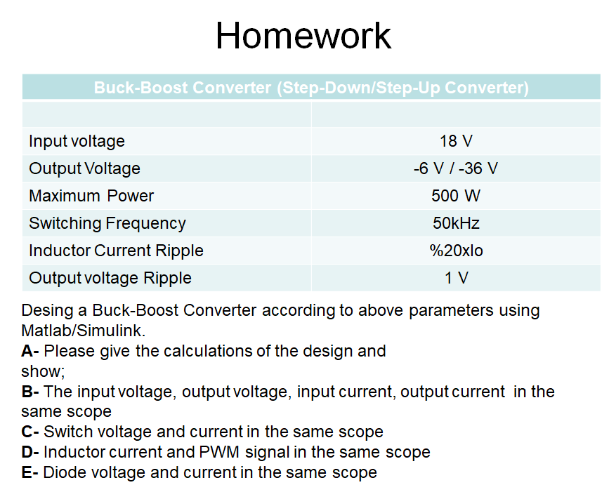 Homework Buck-Boost Converter (Step-Down/Step-Up | Chegg.com