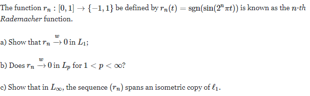 The function rn:[0,1]→{−1,1} be defined by | Chegg.com