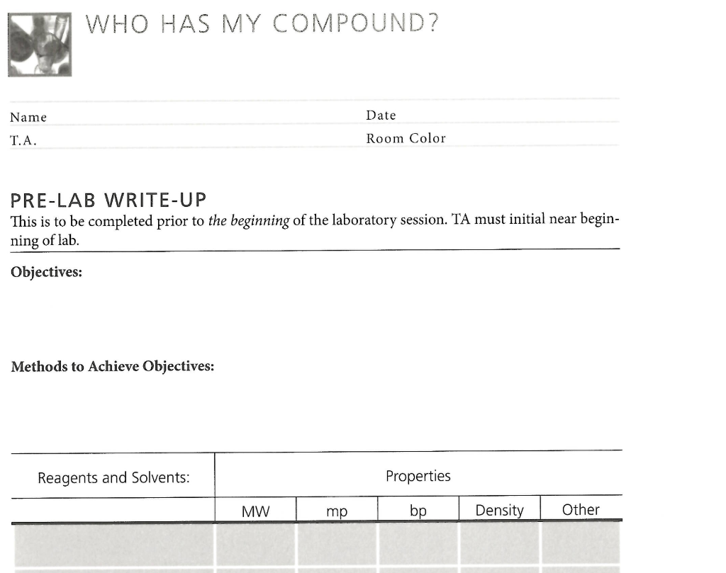 Solved SO WHO HAS MY COMPOUND? Name Date Room Color T.A. | Chegg.com