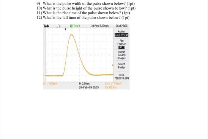 Solved 9) What is the pulse width of the pulse shown below? | Chegg.com