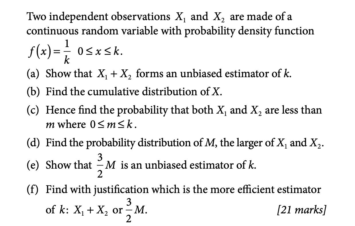 Solved Two independent observations X, and X, are made of a | Chegg.com