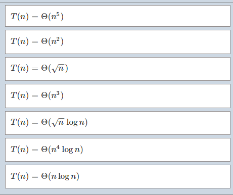 Solved For each of the following recursions use the Master | Chegg.com