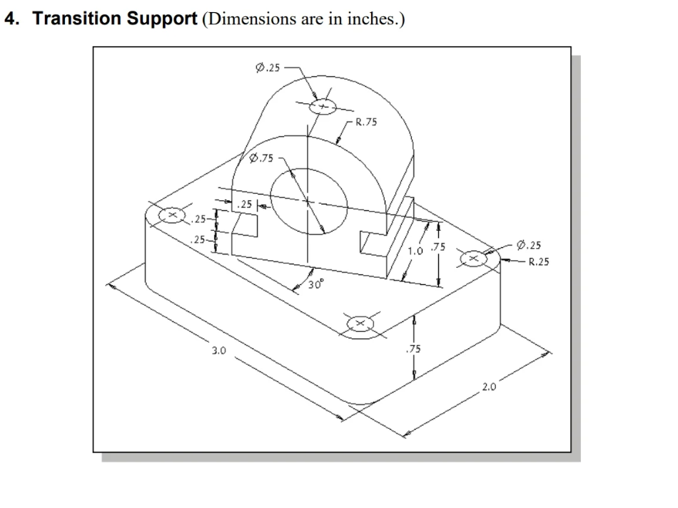 Solved 4. Transition Support (Dimensions are in inches.) | Chegg.com