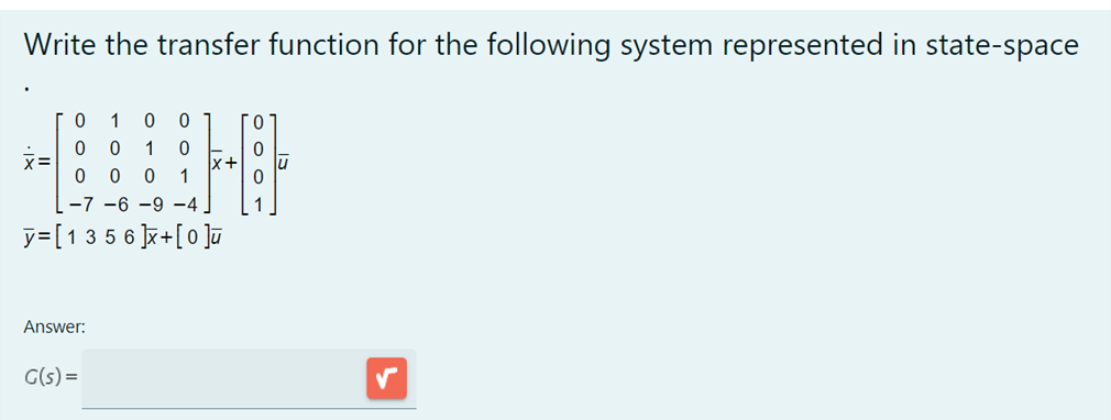 Solved Write the transfer function for the following system | Chegg.com