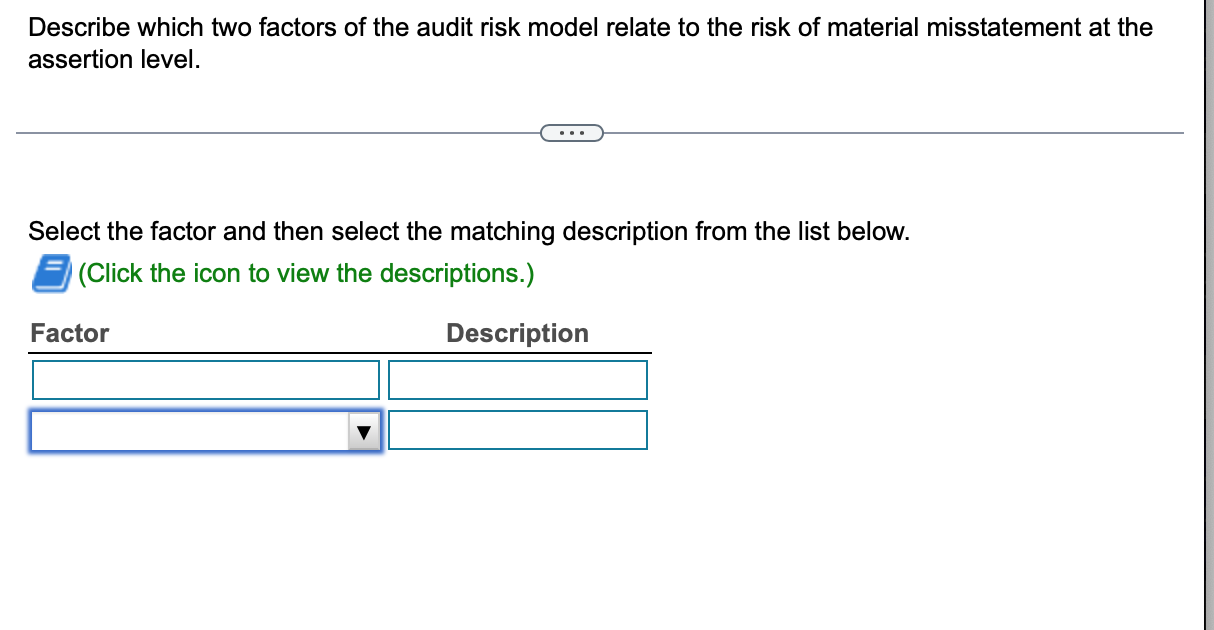 Solved Describe Which Two Factors Of The Audit Risk Model
