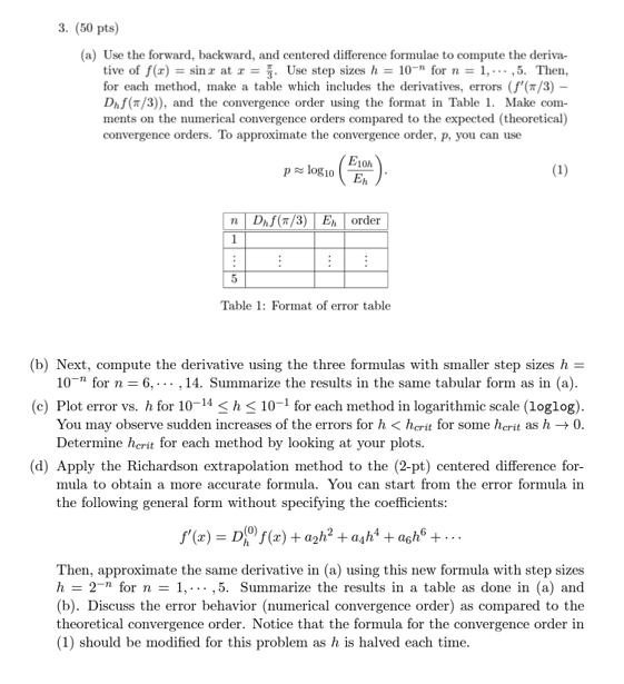 (a) Use the forward, backward, and centered | Chegg.com