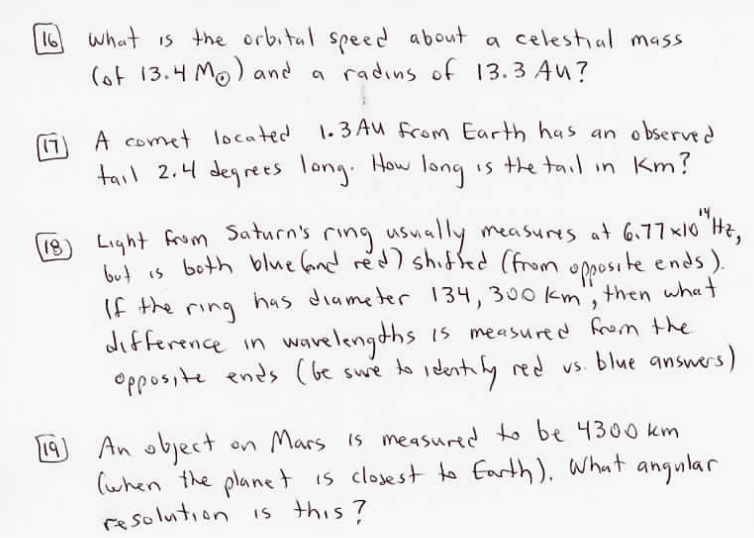 Solved [16] What is the orbital speed about a celestial mass | Chegg.com