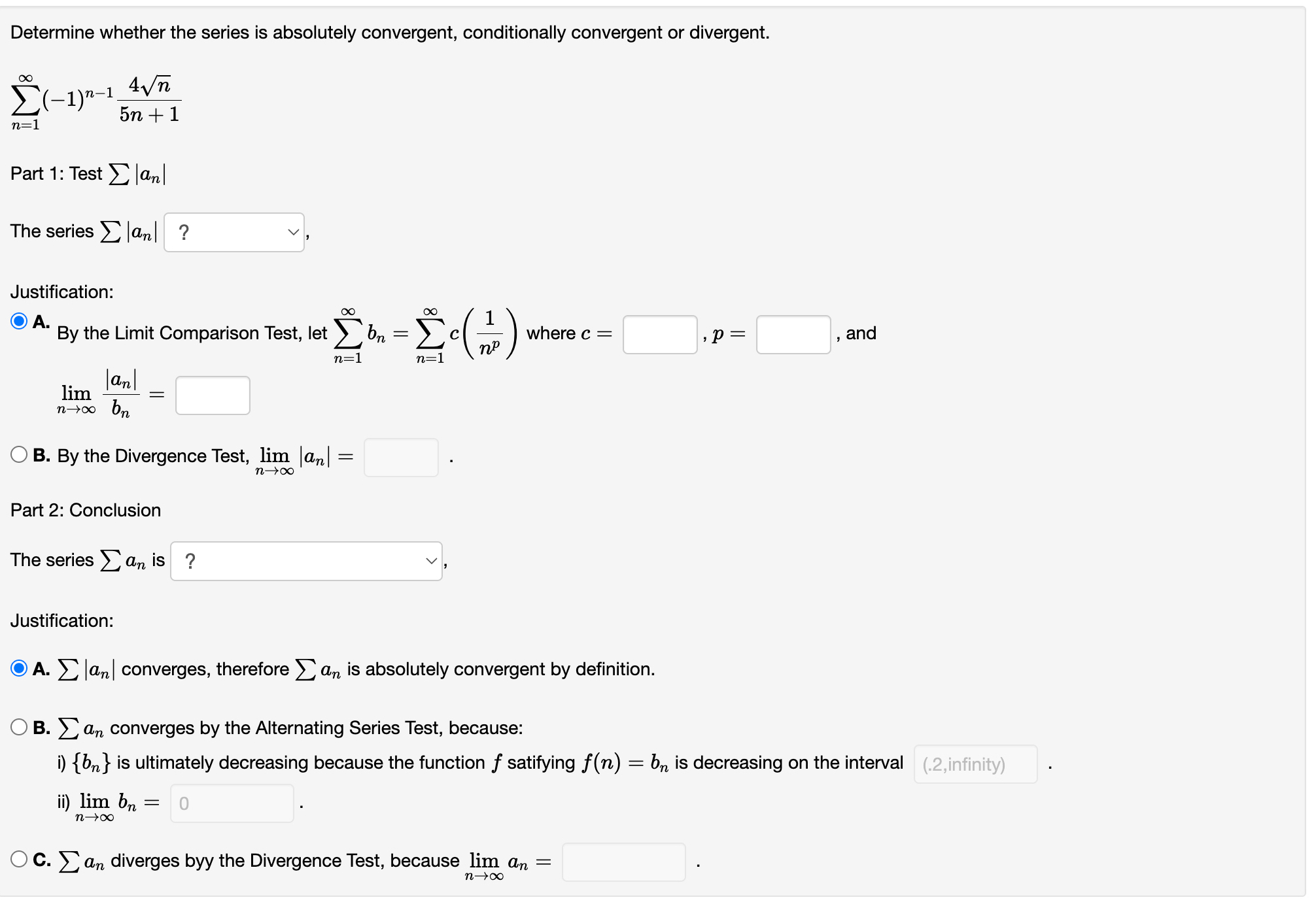 Solved Determine whether the series is absolutely | Chegg.com