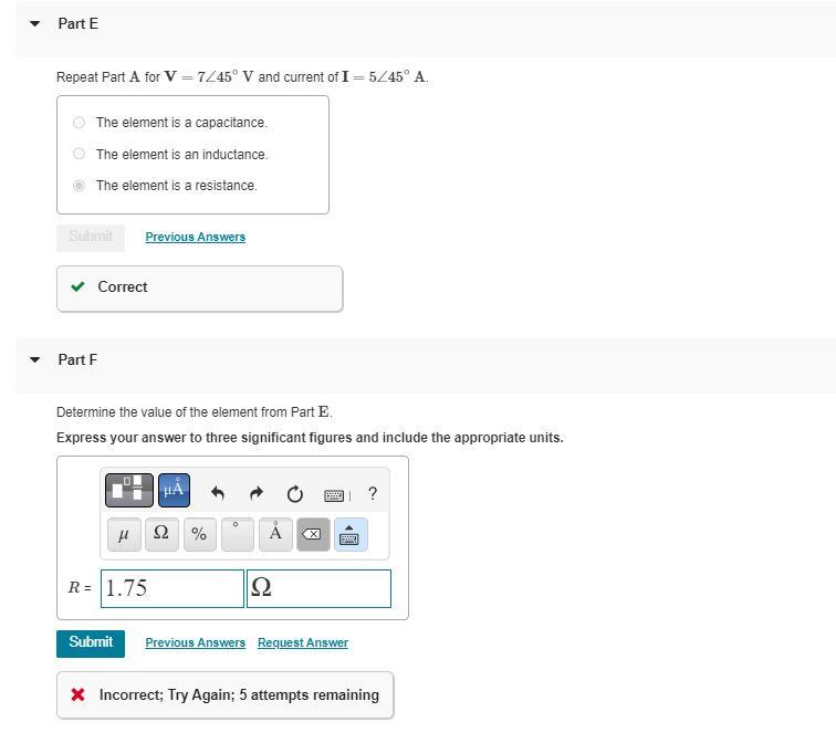 Solved A certain element has a phasor voltage of V=200∠30∘V | Chegg.com