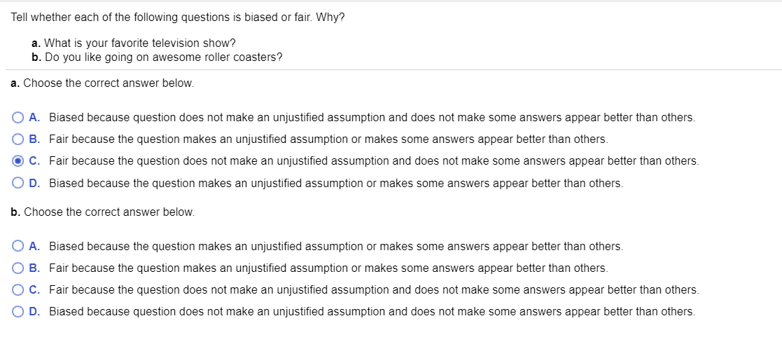 Solved Tell whether each of the following questions is | Chegg.com