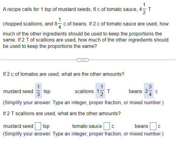 Solved A recipe calls for 1 tsp of mustard seeds, 6 c of | Chegg.com