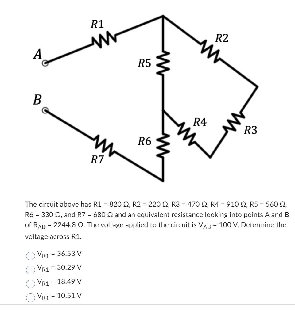 Solved The circuit above has R1 = 820Ω,R2=220Ω,R3=470Ω, R4 = | Chegg.com