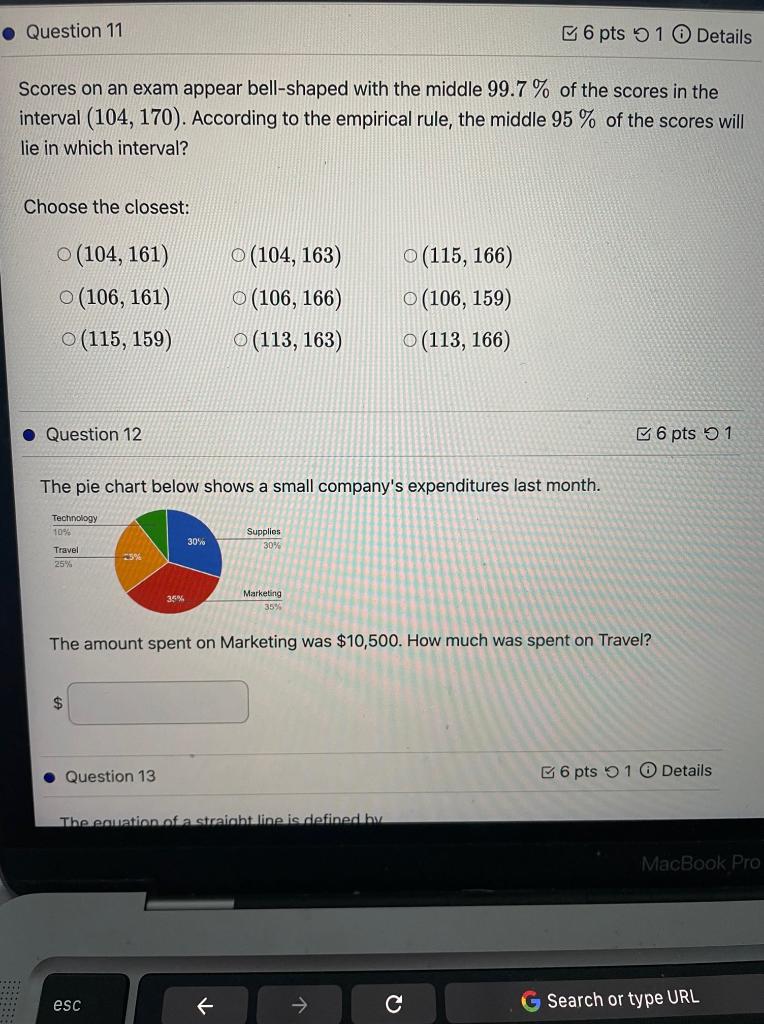 Solved Scores on an exam appear bell-shaped with the middle | Chegg.com