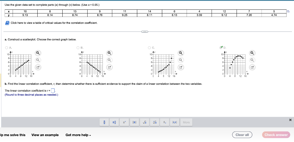Solved Use the given data set to complete parts (a) through | Chegg.com