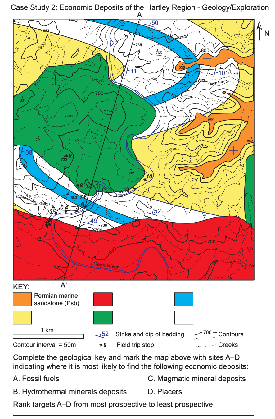 Solved How would I draw the geological cross section from | Chegg.com