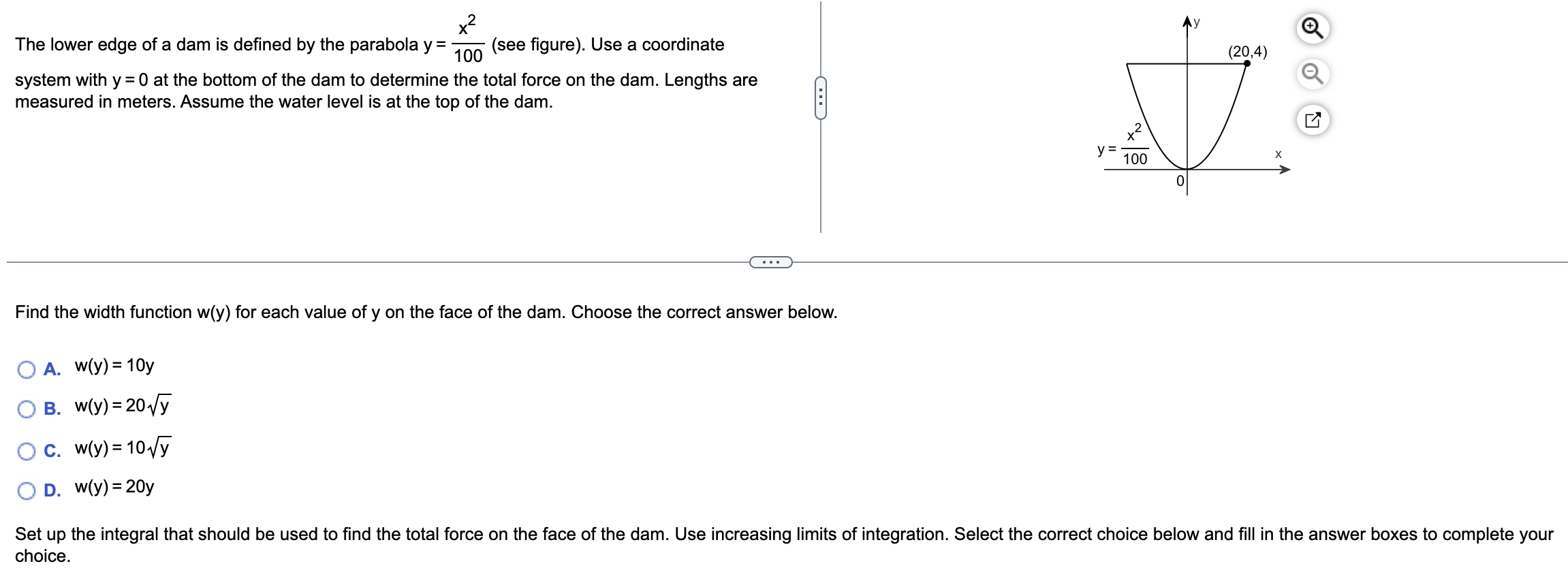Solved The lower edge of a dam is defined by the parabola | Chegg.com