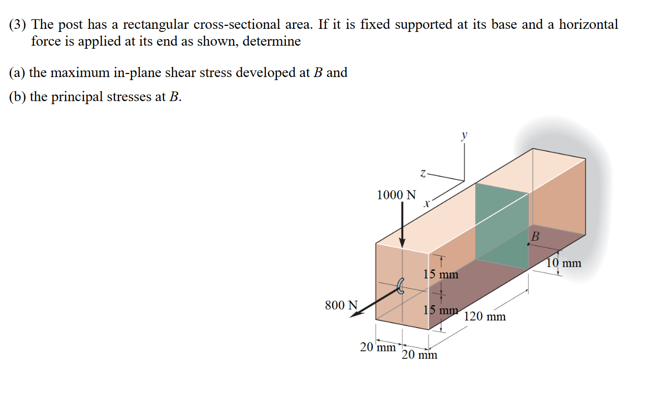 Solved (3) The post has a rectangular cross-sectional area. | Chegg.com