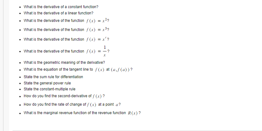 Solved -What is the derivative of a constant function? - | Chegg.com